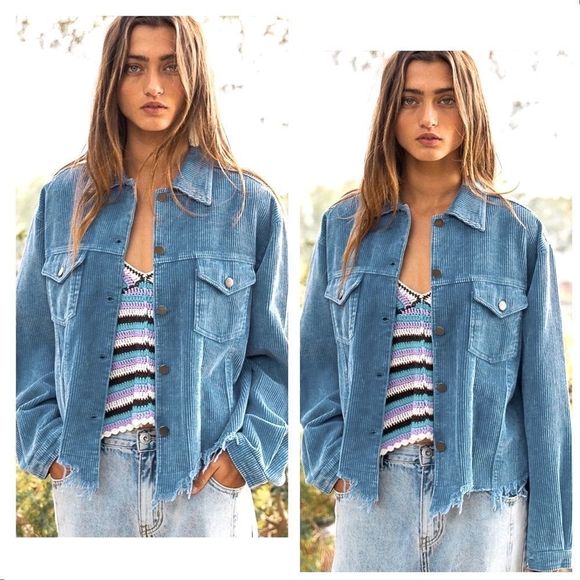 POL | Jackets & Coats | Nwt Pol Vintage Corduroy Jacket In Sea Blue ...